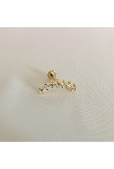Bylin Cerrahi Çelik Yedi Zirkon Taşlı Gold Piercing - Bar Uzunluğu 6 Mm- 1 Adet Bylin Cerrahi Çelik Yedi Zirkon Taşlı Gold Piercing - Bar Uzunluğu 6 Mm- 1 Adet