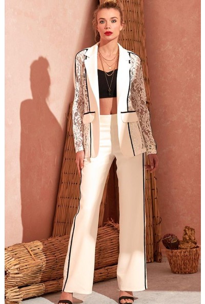 Mianotte Mianotte-Yanları Dantelli Pantolon Mix