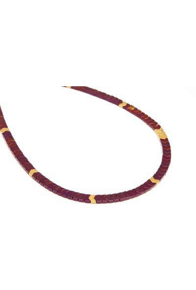 Capra Bordo Hematit Taşlı Kolye