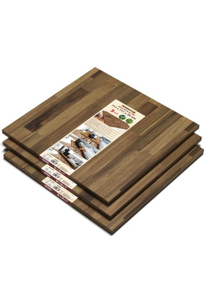 Acacia Fj Düz KENAR,711X711X26MM, 3'lü Paket, Kahverengi