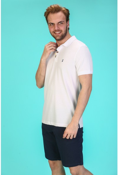 Erkek Beyaz Çiçek Detaylı polo Yaka T-Shirt Yeni Sezon Erkek Beyaz Çiçek Detaylı polo Yaka T-Shirt Yeni Sezon