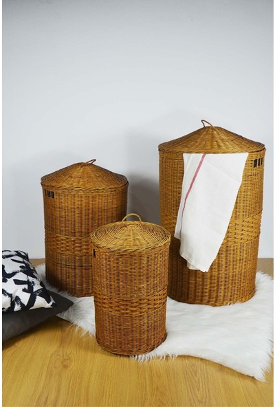 Rayman 3'lü Rattan Hasırı Çamaşır Sepeti Rayman 3'lü Rattan Hasırı Çamaşır Sepeti