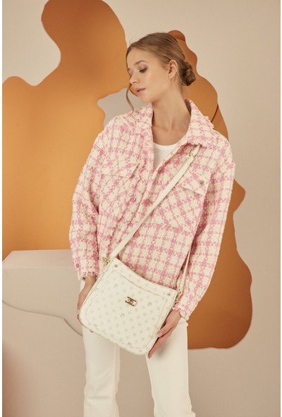 Pierre Cardin Beyaz Monogram Kadın Çapraz Çanta 05PO22Y1582-MN By