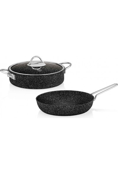 Taç Ultra Klasik 2'li Granit Tencere & Tava Seti Siyah