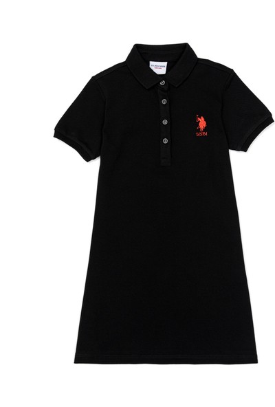 U.S. Polo Assn. Kız Çocuk Siyah Örme Elbise 50252215-VR046