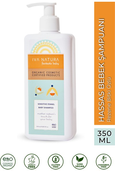 IVA NATURA Organik Hassas Bebek Şampuanı Aloe Vera ve Rezene Özlü 350 ML IVA NATURA Organik Hassas Bebek Şampuanı Aloe Vera ve Rezene Özlü 350 ML