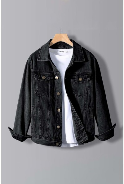 Edwox Erkek Slim Fit Denim Kot Ceket Antrasit Fw1 Edwox Erkek Slim Fit Denim Kot Ceket Antrasit Fw1