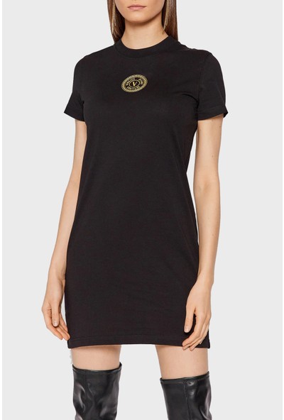 Versacejeans Couture Regular Fit Bisiklet Yaka Pamuklu Elbise Bayan Elbise 71HAOT10 CJ00T G89