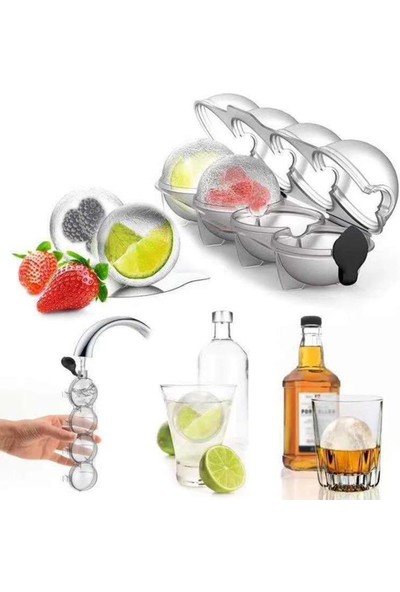 Wenolg Pratik 4'lü Top Buz Kalıbı | Sihirli 4'lü Küre Buz Kalıbı Sihirli Buz Kalıbı Wenolg Pratik 4'lü Top Buz Kalıbı | Sihirli 4'lü Küre Buz Kalıbı Sihirli Buz Kalıbı