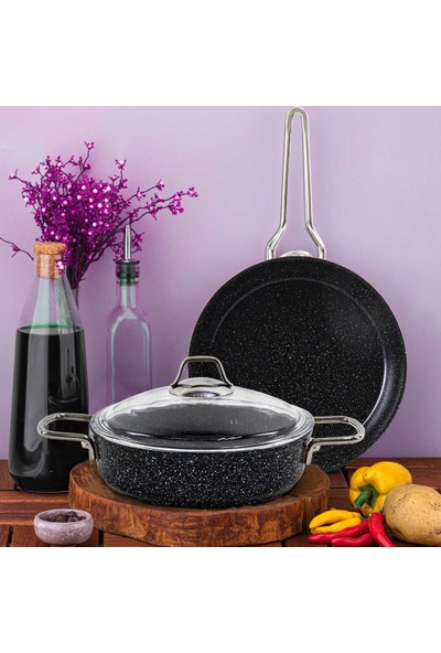 Taç Ultra Klasik Granit 2'li Tencere Seti Siyah Taç Ultra Klasik Granit 2'li Tencere Seti Siyah