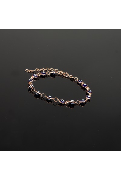 Ravza Gümüş 925 Ayar Gümüş Koyu Mavi Nazar Bileklik