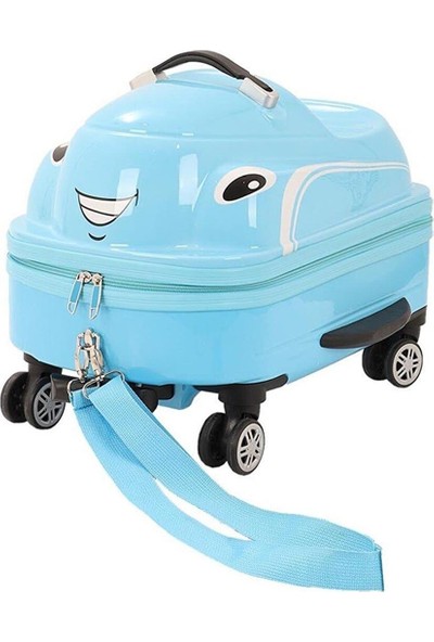 Çantaland Baskılı Kabin Boy Abs Mavi Erkek Çocuk Valizi