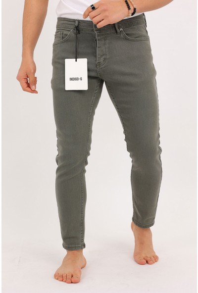 Indigo-G Erkek Süper Skinny Fit Haki Jean PANTOLON-HKSKFDZ-0001