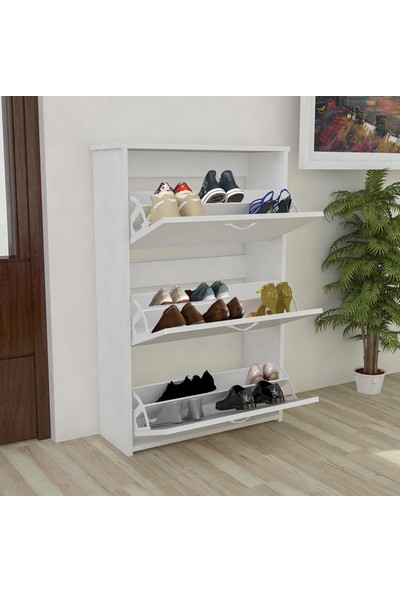 Modilayn Düşer Kapaklı Ayakkabılık Ayakkabı Dolabı