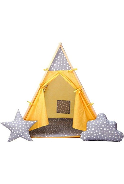 Ceylan Home Ahşap Çocuk Oyun Çadırı - Oyun Evi ( Gri Yıldızlı ) Ceylan Home Ahşap Çocuk Oyun Çadırı - Oyun Evi ( Gri Yıldızlı )
