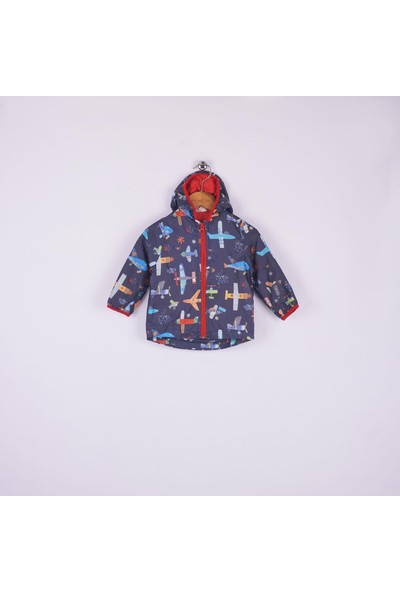 Mutlu Kids Uçak Baskılı Erkek Yağmurluk (1-5 Yaş)