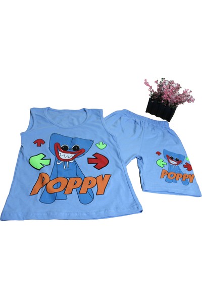 Popy Baskılı Şortlu Ikili Takım