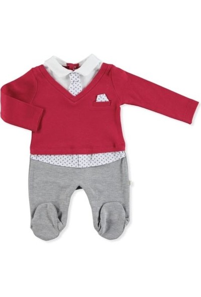 Mymio Bordo Kravatlı Tulum