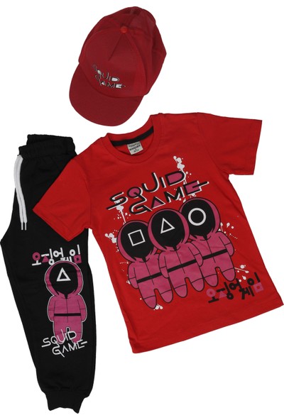 Squid Game Baskılı Şapka Aksesuarlı Takım