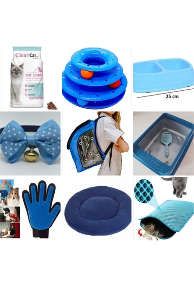 Gezeroğlu Petshop Kedi Bakımı Başlangıç Seti - Mavi