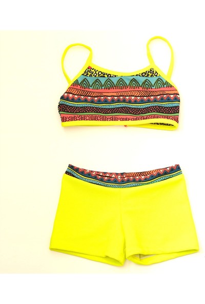 as giyim Desenli Kız Çocuk Şortlu Mayo