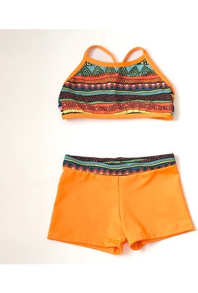 as giyim Desenli Kız Çocuk Şortlu Mayo