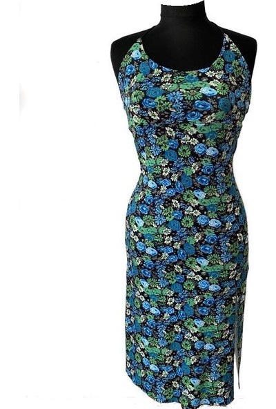 Sıla'nın Butiği Ipli Belden Bağlamalı Yırtmaç Detaylı Elbise