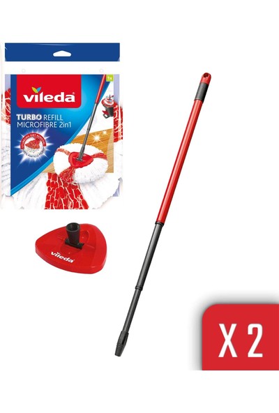 Vileda Turbo Sap + Classic Üçgen Başlık + 2'li Turbo 2 In 1 Yedek Paspas Vileda Turbo Sap + Classic Üçgen Başlık + 2'li Turbo 2 In 1 Yedek Paspas