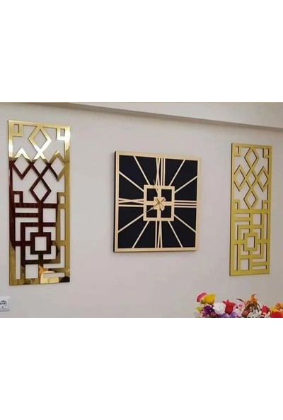 Sırayn Tasarım Dekoratif Aynalı Tablolu Saat Seti Sırayn Tasarım Dekoratif Aynalı Tablolu Saat Seti