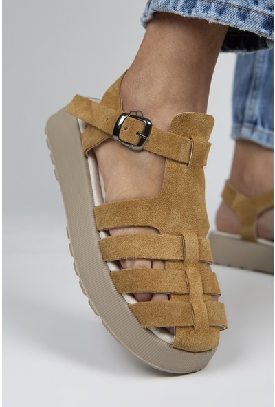 Manijero Rosa Kadın Deri Tokalı Taba Sandalet Manijero Rosa Kadın Deri Tokalı Taba Sandalet
