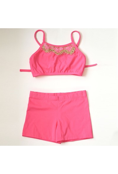 as giyim Pembe Kız Çocuk Şortlu Mayo