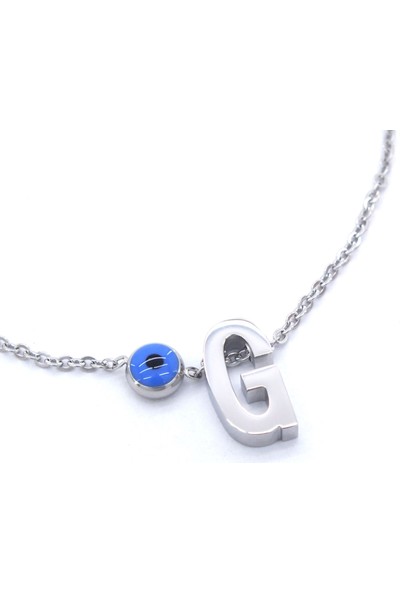 Ferizz 316L Çelik Nazar Boncuklu G Harfli Kadın Halhal HAL-124