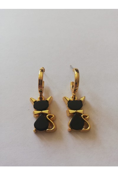 Rihen's World Altın Rengi Kedi Küpe