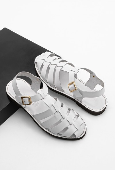 Kadın Hakiki Deri Eva Taban Kalın Bantlı Günlük Sandalet Bangin