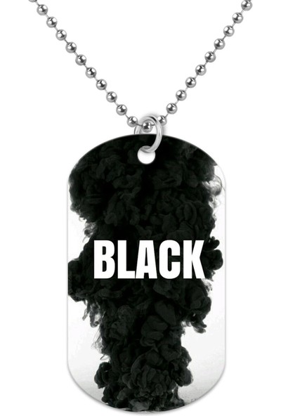 Rowalsi Black Baskılı Gümüş Zincirli Künye/kolye TYT1469