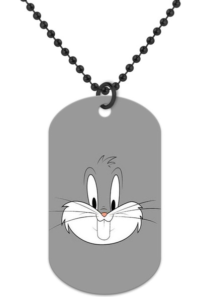 Rowalsi Bugs Bunny Baskılı Siyah Zincirli Künye/kolye TYT1486