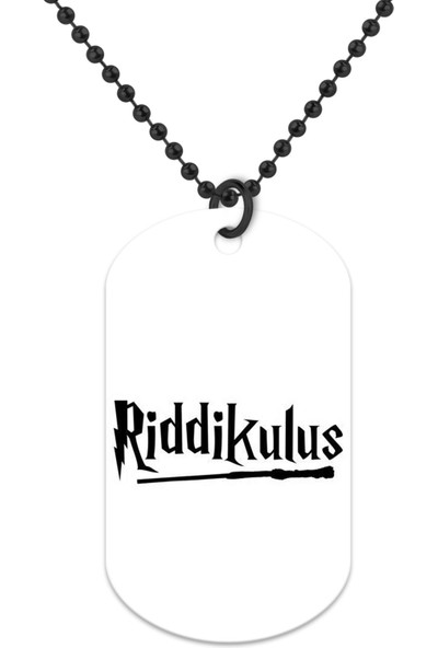 Rowalsi Harry Potter Riddikulus Baskılı Siyah Zincirli Künye/kolye YTKTRD1161