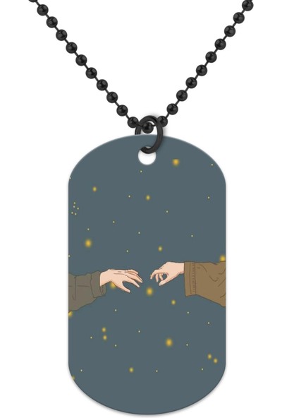 Rowalsi Eldeki Işık Baskılı Siyah Zincirli Künye/kolye TYT1546