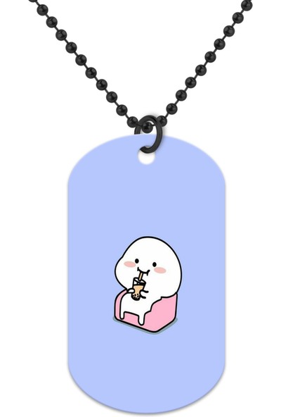 Rowalsi Quby Baskılı Siyah Zincirli Künye/kolye TYT1751