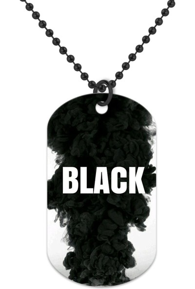 Rowalsi Black Baskılı Siyah Zincirli Künye/kolye TYT1469