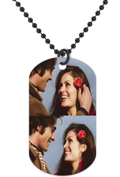 Rowalsi Yeşil Çam Baskılı Siyah Zincirli Künye/kolye TYT1878