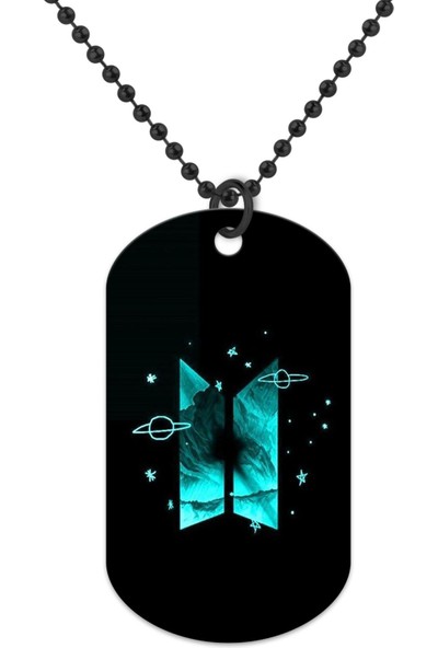 Rowalsi Bts Baskılı Siyah Zincirli Künye/kolye TYT1479