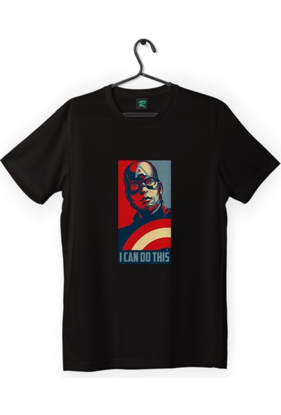 Captain-America I Can Do This Bisiklet Yaka Kısa Kollu Tişört YTKTRD1326