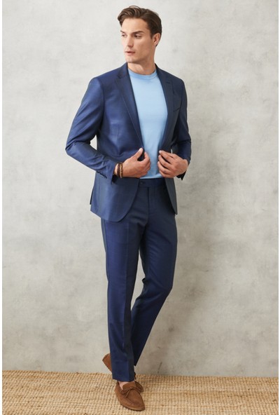 Altınyıldız Classics Erkek Lacivert Ekstra Slim Fit Dar Kesim Mono Yaka Kareli Klasik Takım Elbise Altınyıldız Classics Erkek Lacivert Ekstra Slim Fit Dar Kesim Mono Yaka Kareli Klasik Takım Elbise