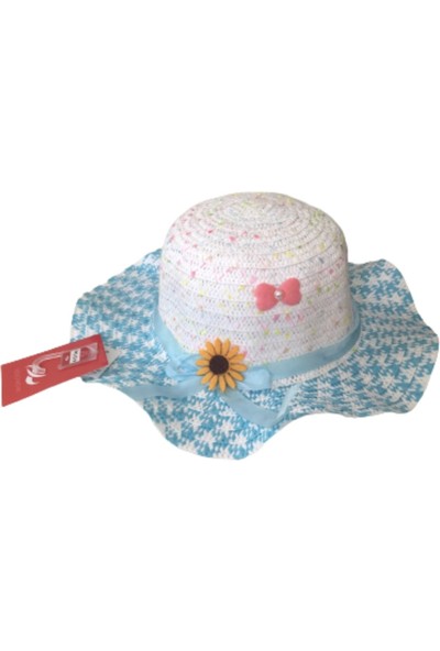 Rapapa Kız Çocuk Hasır Fötr Şapka 6-12 Yaş Mavi T8721-03