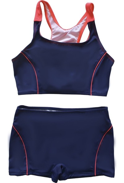Endeep Kız Çocuk Şortlu Lacivert Yüzücü Bikini Takımı 22124-
