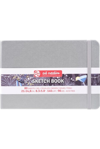 Talens Tac Sketch Book Shiny Silver 21X15 140GR Talens Tac Sketch Book Shiny Silver 21X15 140GR