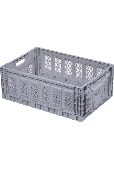 Alpinplast Pro Box Katlanır Kilitli Plastik Kasa Açık Gri (60X40X23 Cm)