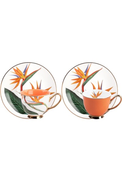 Orange Flower 6'lı Türk Kahvesi Fincanı