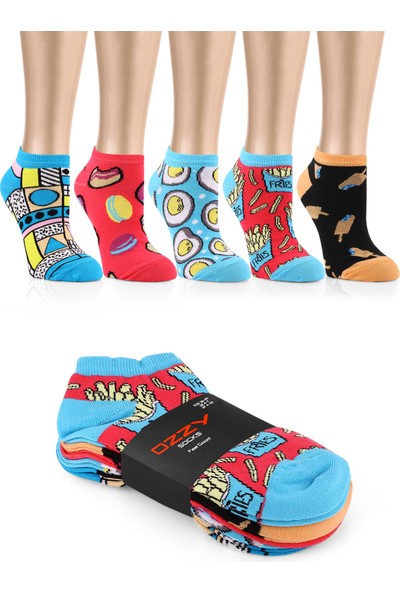 Ozzy Socks 5 Çift Eğlenceli Desenler Kadın Patik Çorap OZZYP002